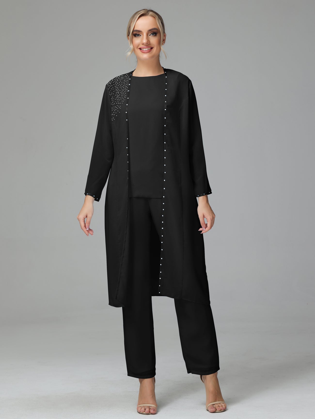 3 Pieces Chiffon Fancy Mother Of The Bride Dress Pants Suits| Cicinia