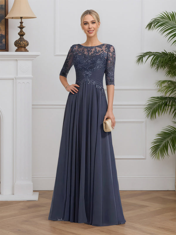 Cicinia Stormy Mother Of The Bride Dress Long Chiffon Lace A-line Half
