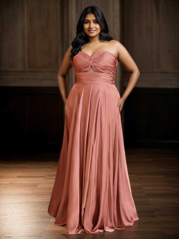 Cappuccino Rose Sweetheart Long A-line Plus Size Prom Dresses