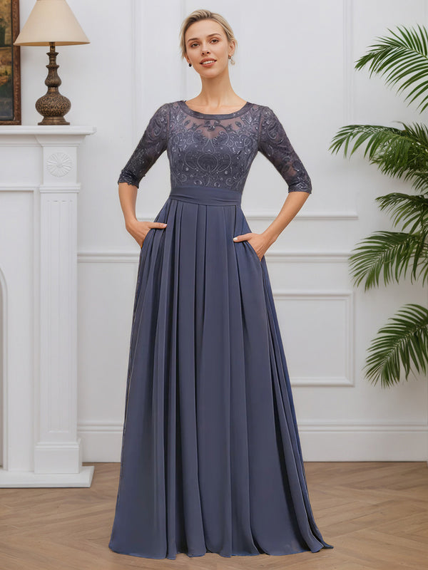 Cicinia Stormy Mother Of The Bride Dress Long Chiffon Lace A-line Floo