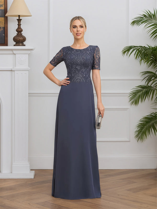 Cicinia Stormy Mother Of The Bride Dress Long Chiffon Lace A-line Zip