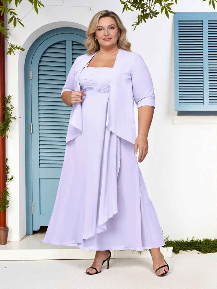 Cicinia Lilac Plus Size Mother Of The Bride Dress With Jacket Long Chi
