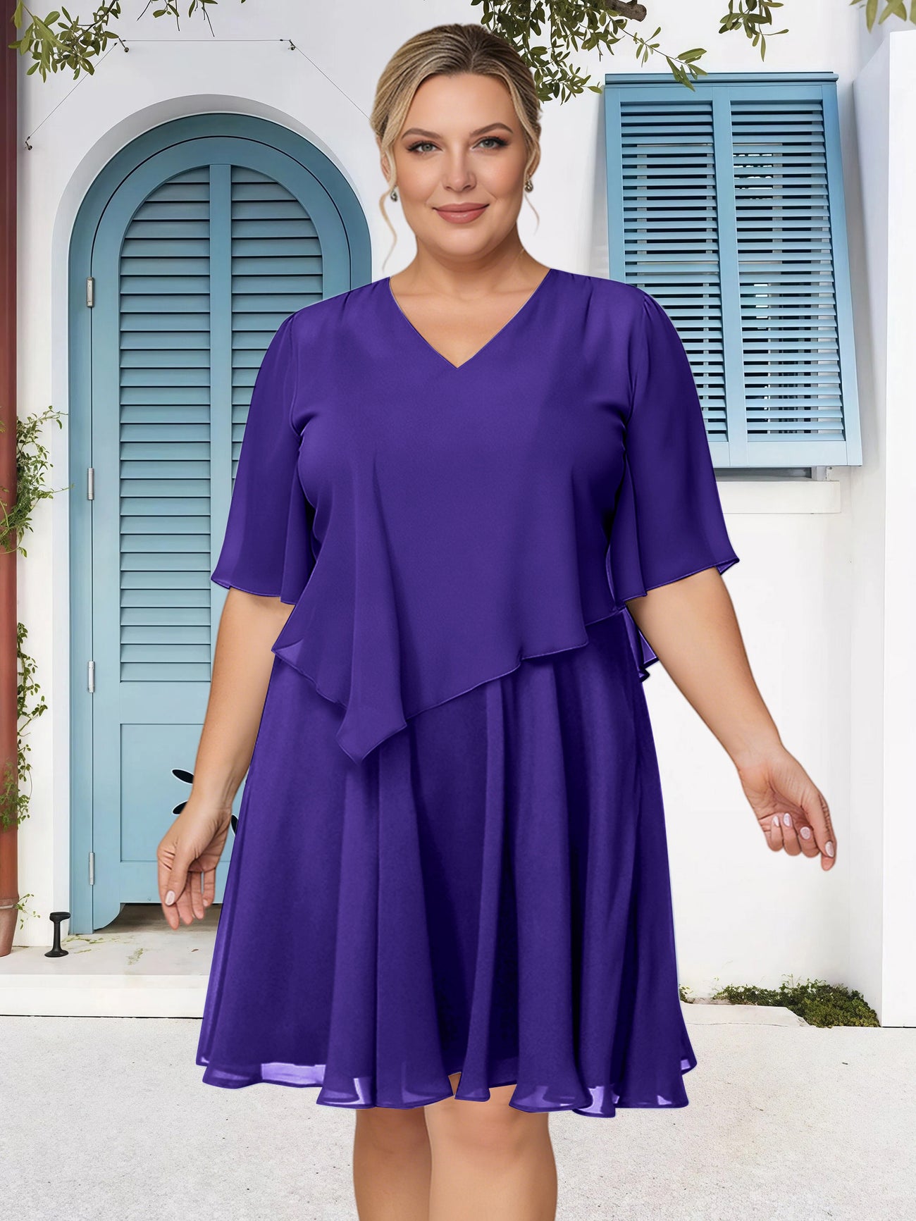 Cicinia Regency Mother Of The Bride Dress Plus Size Short Chiffon A-li