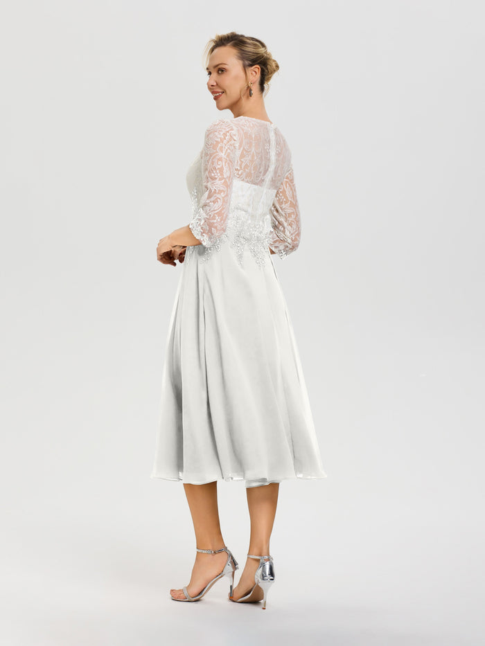 Ivory Mother Of The Bride Dress Illusion Sleeves Sweetheart Lace Appli