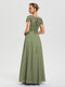 Light Olive Green Mother Of The Bride Dresses A-Line Lace Sleeves V-Ne
