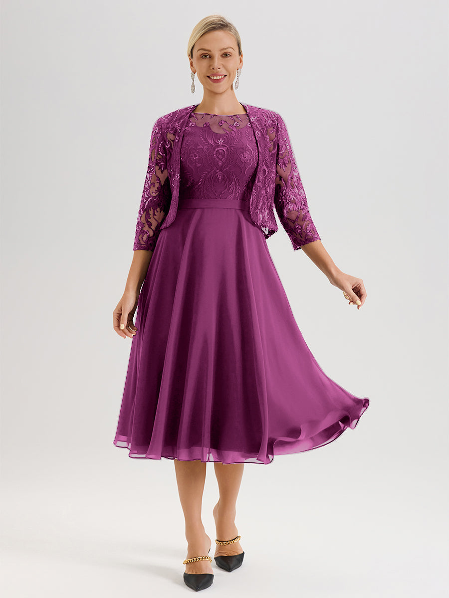 Cicinia Mulberry Mother Of The Groom Dress With Jacket Long Chiffon La