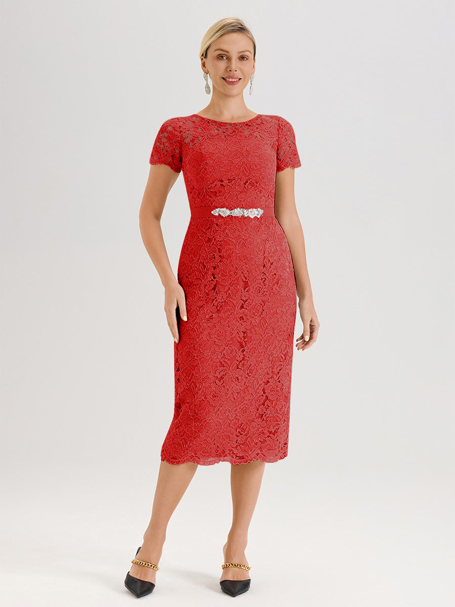 Cicinia Red Mother Of The Bride Dress With Jacket Chiffon Lace Sheath