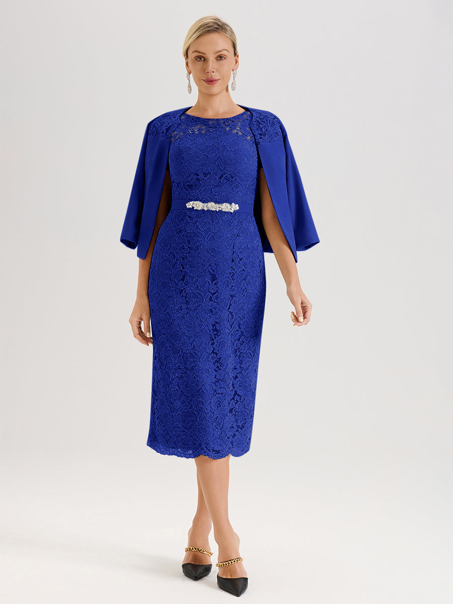 Cicinia Royal_Blue Mother Of The Bride Dress With Jacket Chiffon Lace