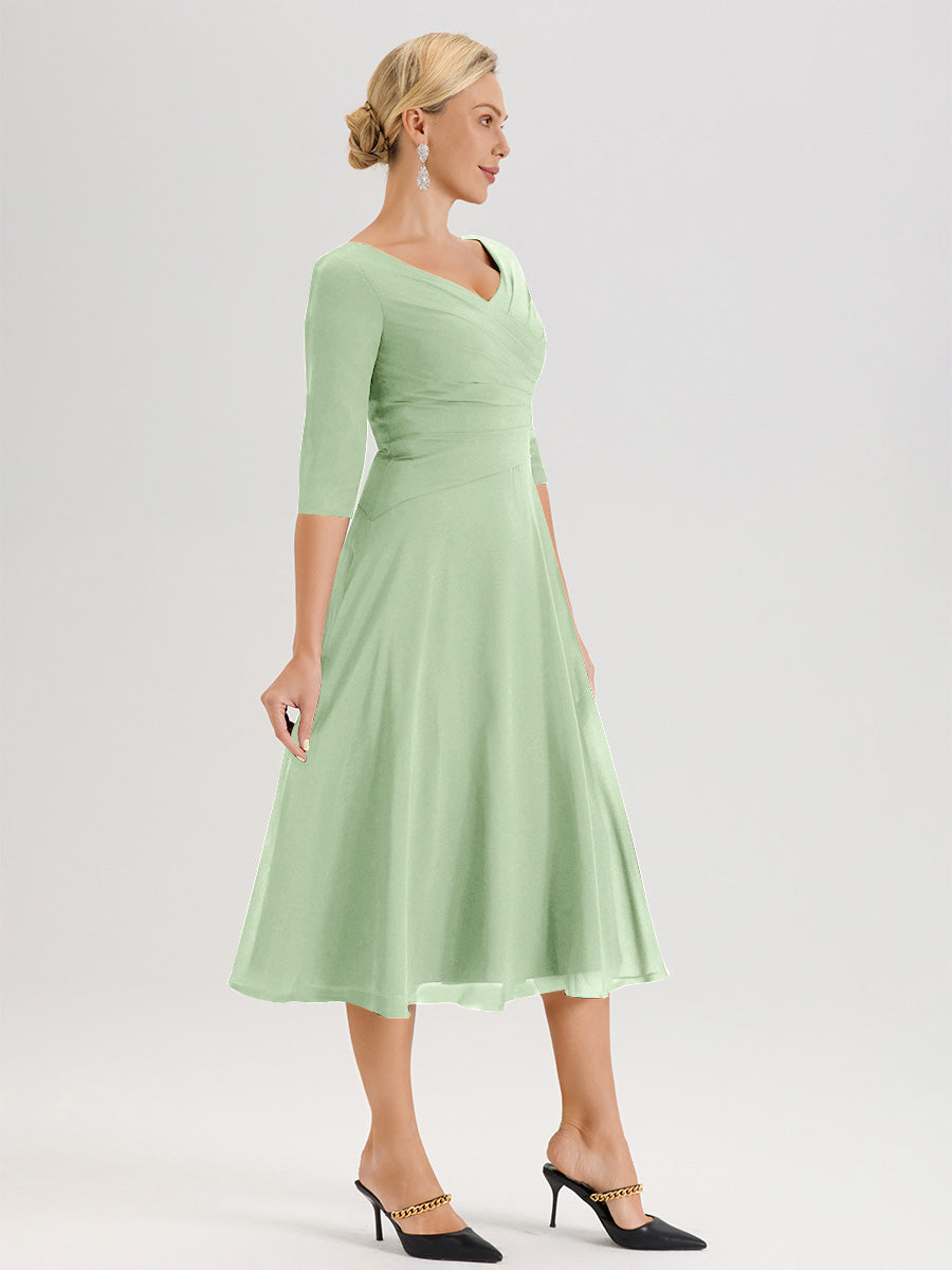 Cicinia Dusty Sage Mother Of The Groom Dress Long Chiffon A-line Tea L