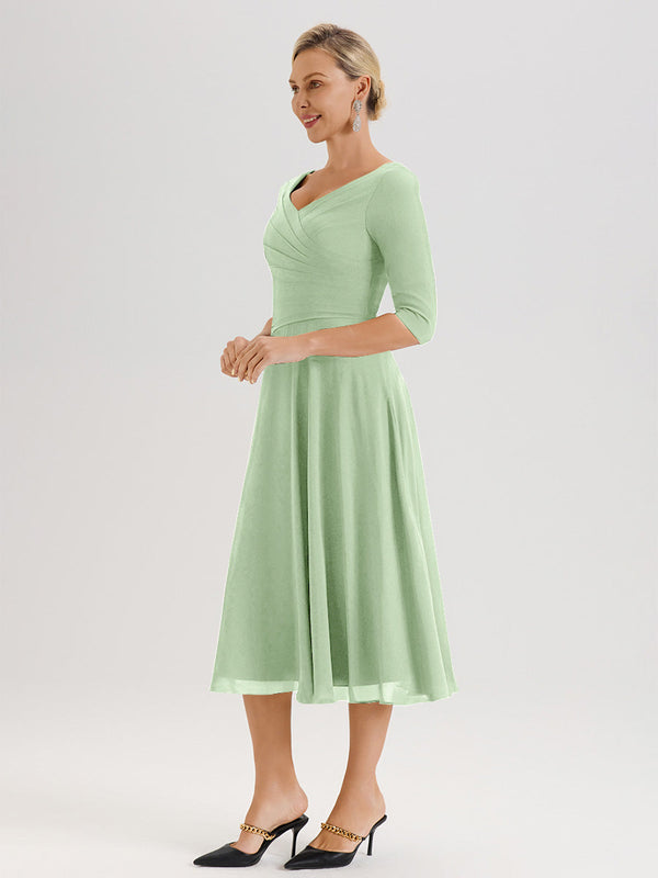Cicinia Dusty Sage Mother Of The Groom Dress Long Chiffon A-line Tea L