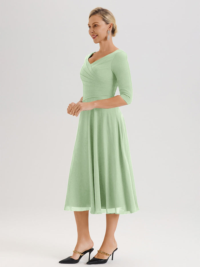 Cicinia Dusty Sage Mother Of The Groom Dress Long Chiffon A-line Tea L