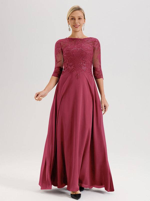 Cicinia Cinnamon Rose Mother Of The Bride Dress Long Chiffon Lace A-li