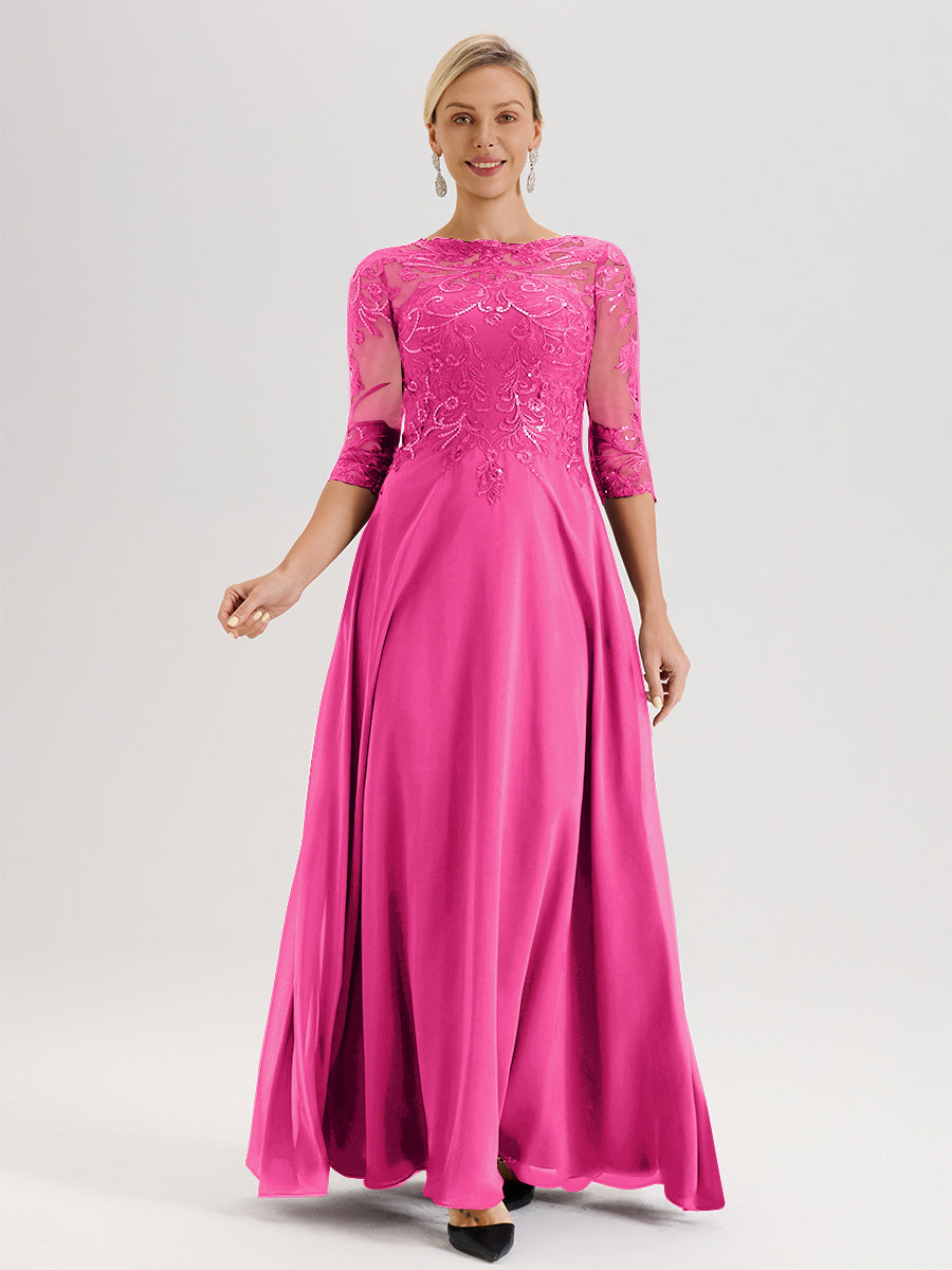 Cicinia Fuchsia Mother Of The Bride Dress Long Chiffon Lace A-line Hal