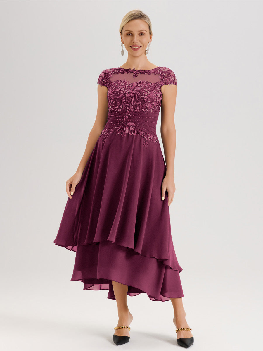 Cicinia Mulberry Mother Of The Groom Dress Long Chiffon Lace A-line Hi