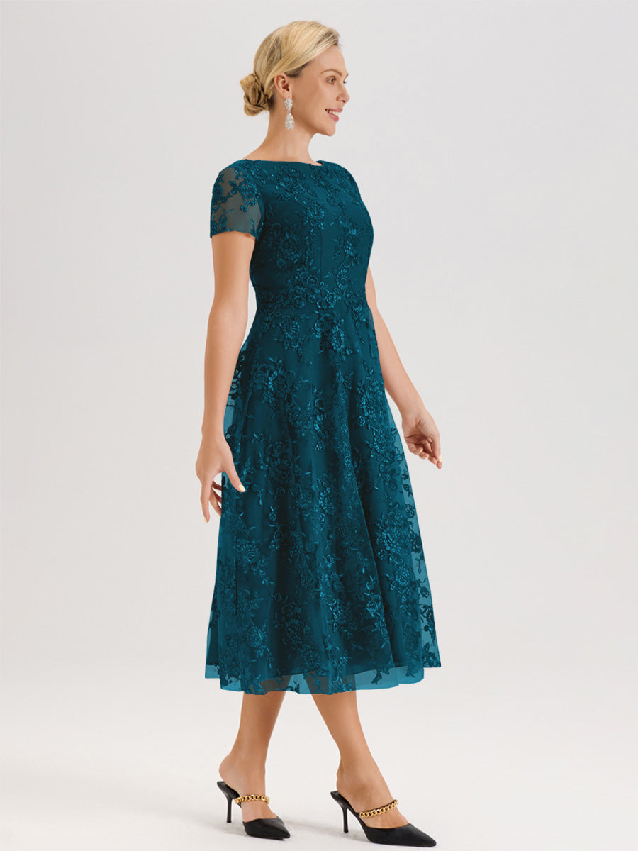 Cicinia Ink Blue Mother Of The Bride Dress Long Lace Chiffon A-line Te