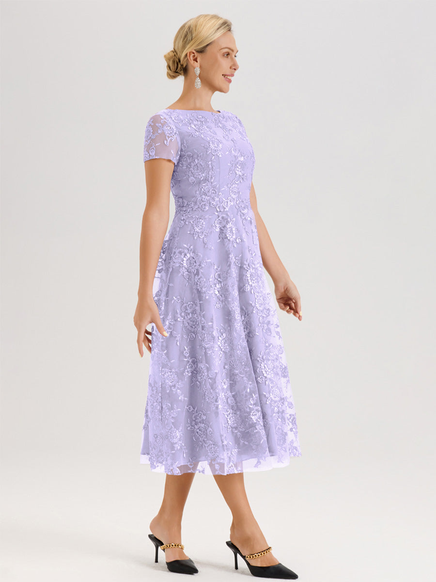 Cicinia Lilac Mother Of The Bride Dress Long Lace Chiffon A-line Tea L