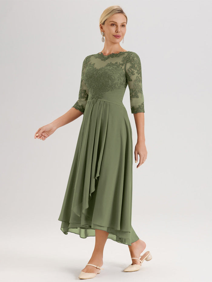 Cicinia Olive Green Mother Of The Groom Dress Long Chiffon Lace A-line