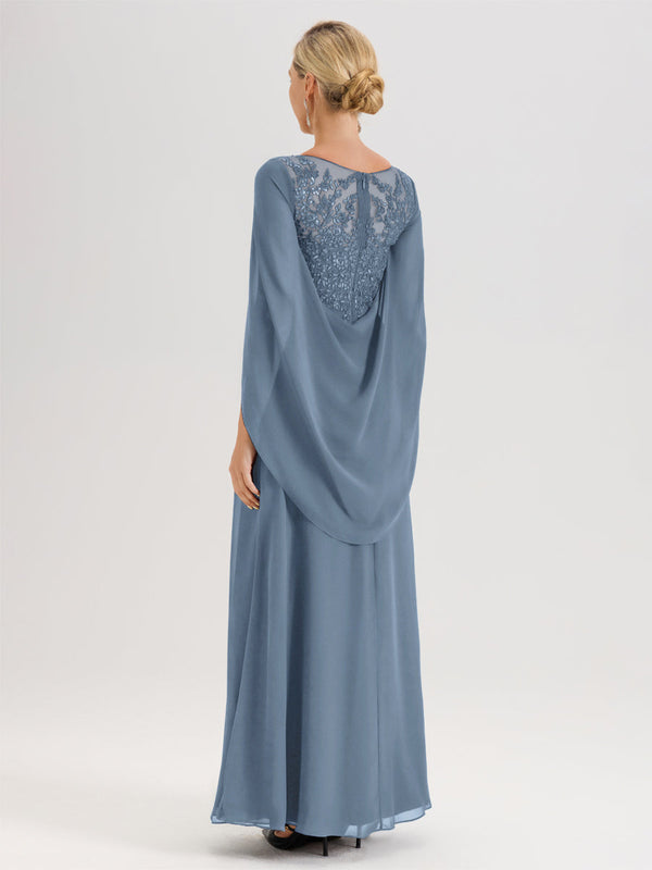 Cicinia Slate Blue Mother Of The Groom Dress Long Chiffon Appliques La
