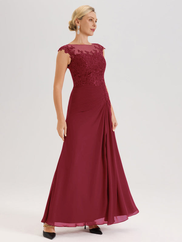 Cicinia Cinnamon Rose Mother Of The Bride Dress Long Chiffon Slit Appl