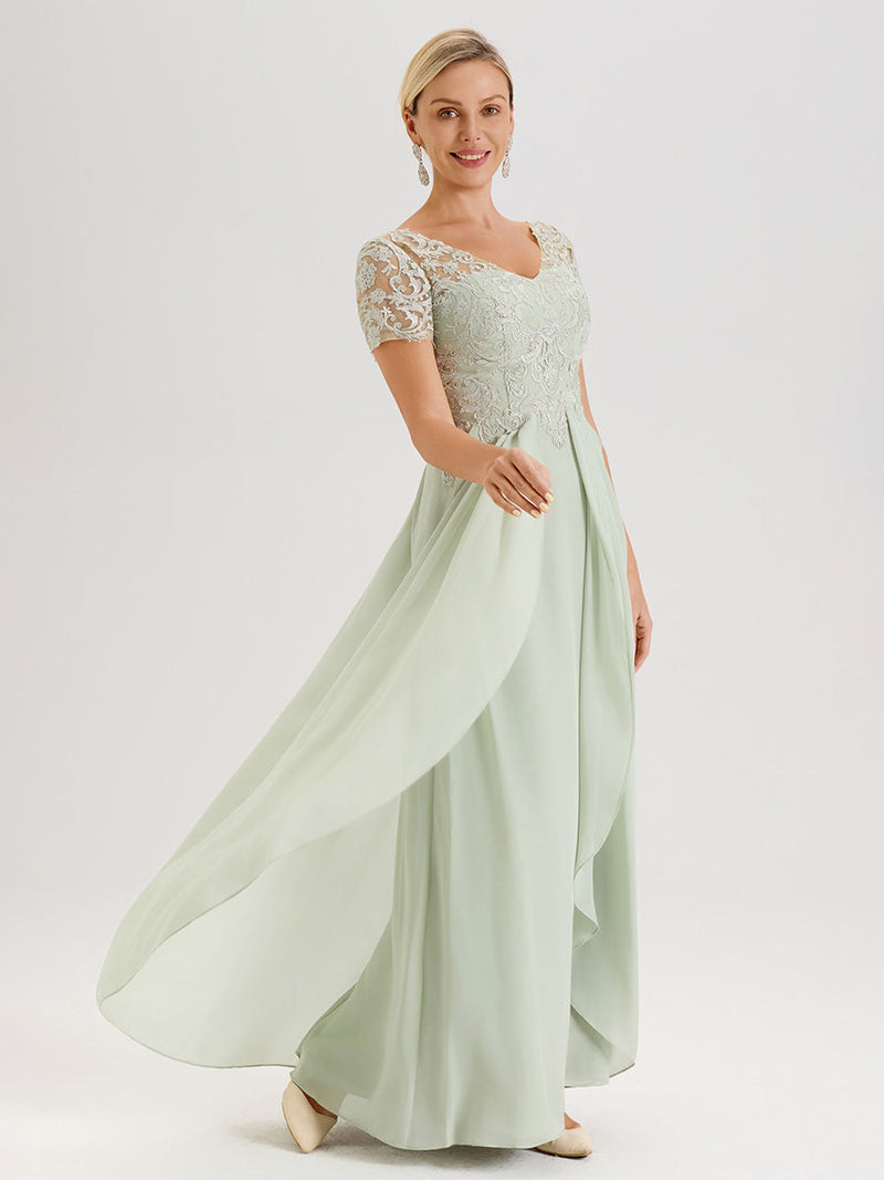 Cicinia Celadon Mother Of The Bride Dress With Sleeves Long Chiffon La