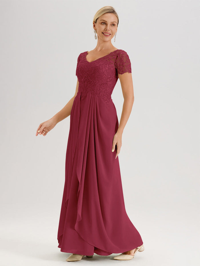 Cicinia Cinnamon Rose Mother Of The Bride Dress With Sleeves Long Chif