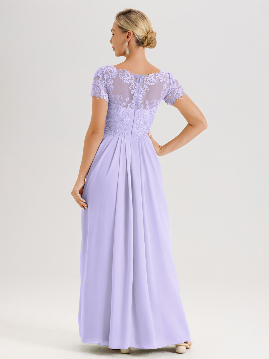 Cicinia Lilac Mother Of The Bride Dress With Sleeves Long Chiffon Lace
