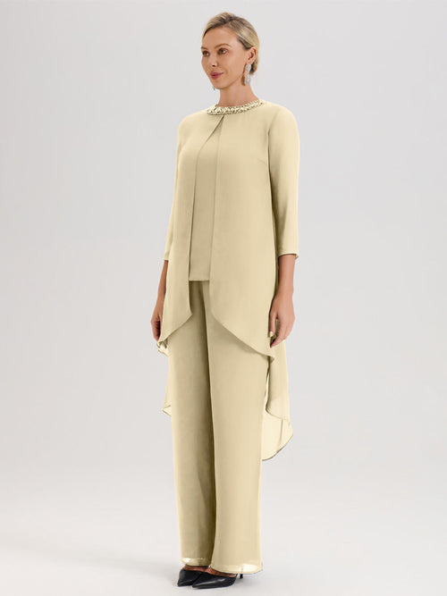 Cicinia Champagne Mother Of The Bride Pant Suits For Wedding 2 Pieces