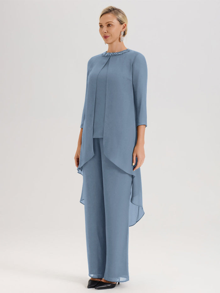 Cicinia Slate Blue Mother Of The Groom Pant Suits For Wedding 2 Pieces