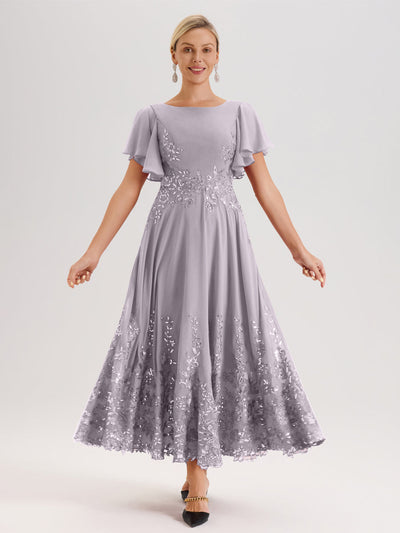 Cicinia Dusk Mother Of The Bride Dress Long Chiffon A-line Flutter Sle