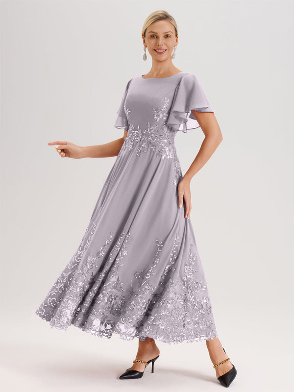 Cicinia Dusk Mother Of The Bride Dress Long Chiffon A-line Flutter Sle