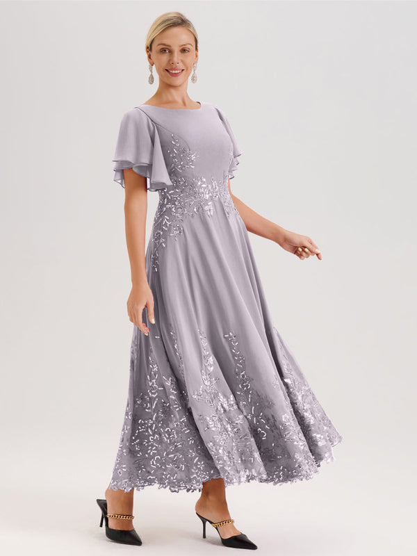 Cicinia Dusk Mother Of The Bride Dress Long Chiffon A-line Flutter Sle