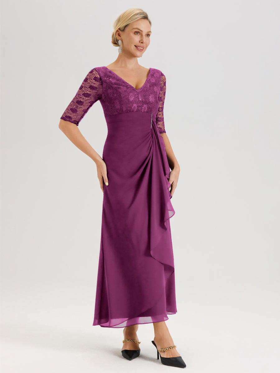 Cicinia Orchid Mother Of The Bride Dress With Sleeves Long Chiffon Seq