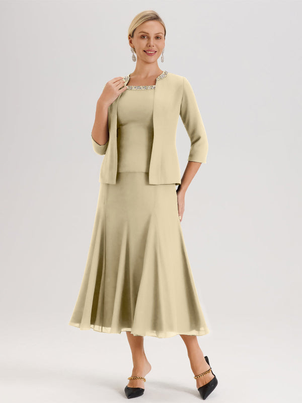Cicinia Champagne Mother Of The Bride Dress With Jacket Separates 3 Pi
