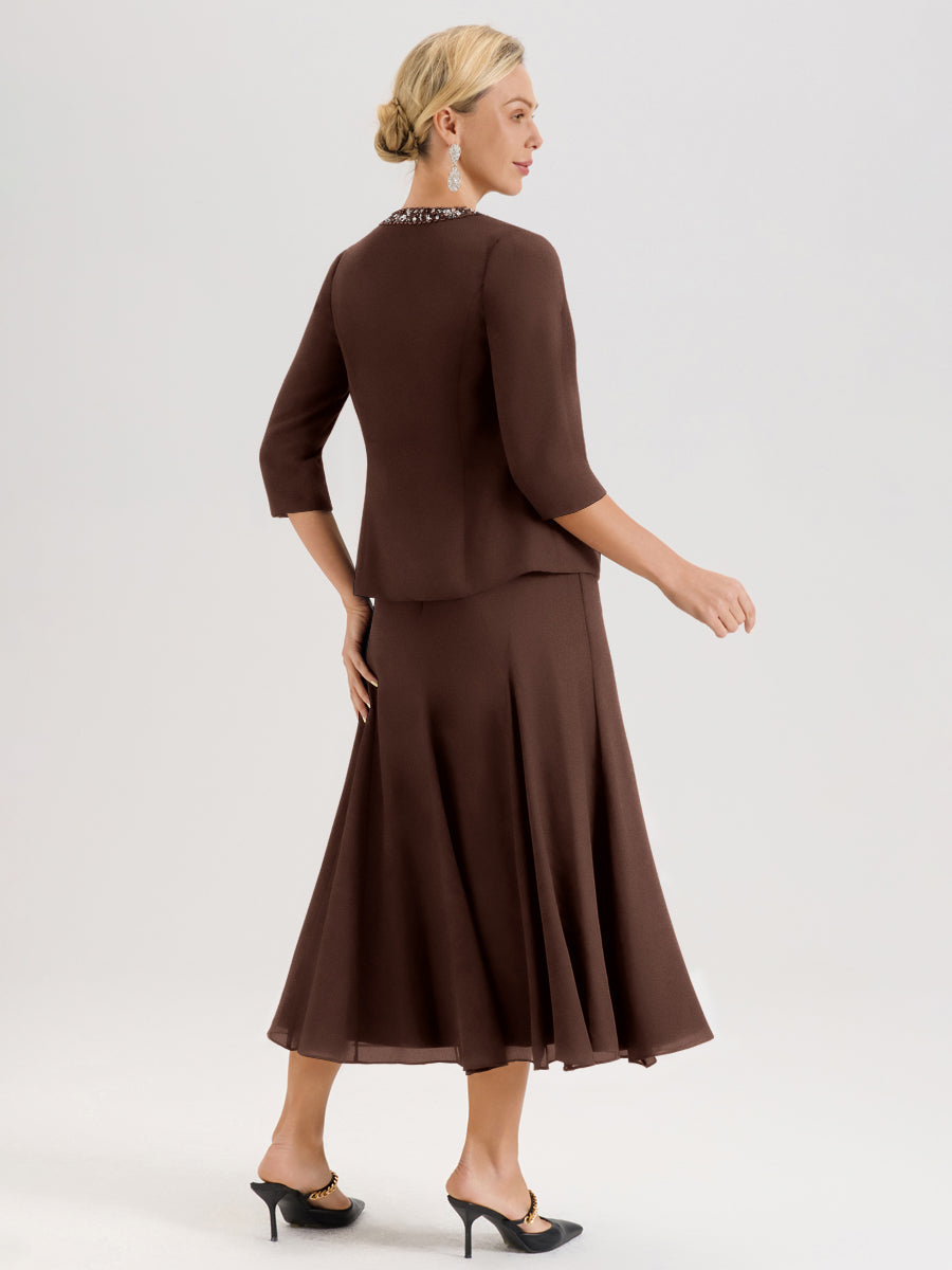 Cicinia Chocolate Mother Of The Bride Dress With Jacket Separates 3 Pi