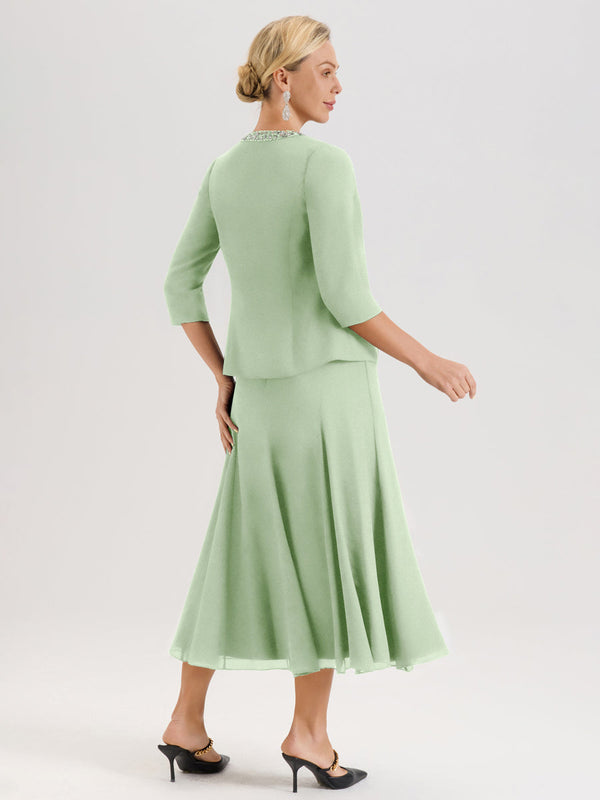 Cicinia Dusty Sage Mother Of The Groom Dress With Jacket Separates 3 P