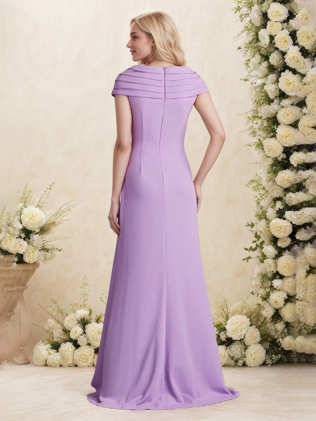 Light Purple Mother Of The Bride Dress Elegant V-neck Sheath/Column Ru