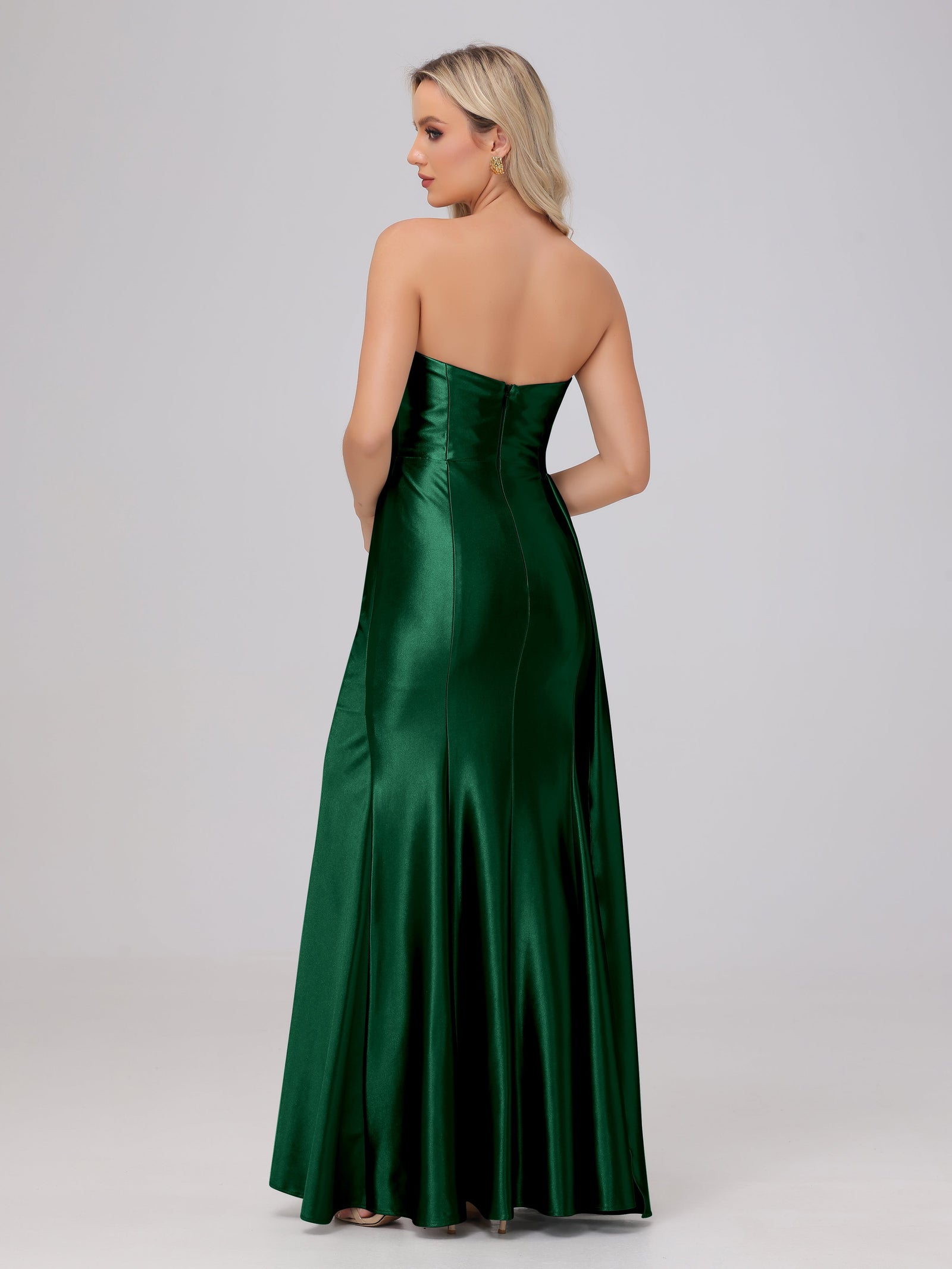 Prom Dresses Dark Green Off the Shoulder Straps Bodice Zip Back Prom D