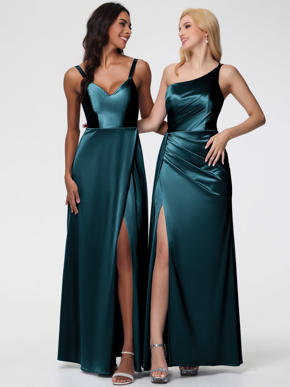 Peacock Color Bridesmaid Dresses Trumpet/Mermaid One Shoulder Sleevele