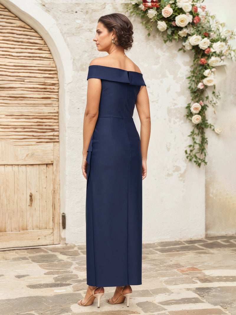 Dark Navy Mother Of The Bride Dress Elegant Off the Shoulder Mother of