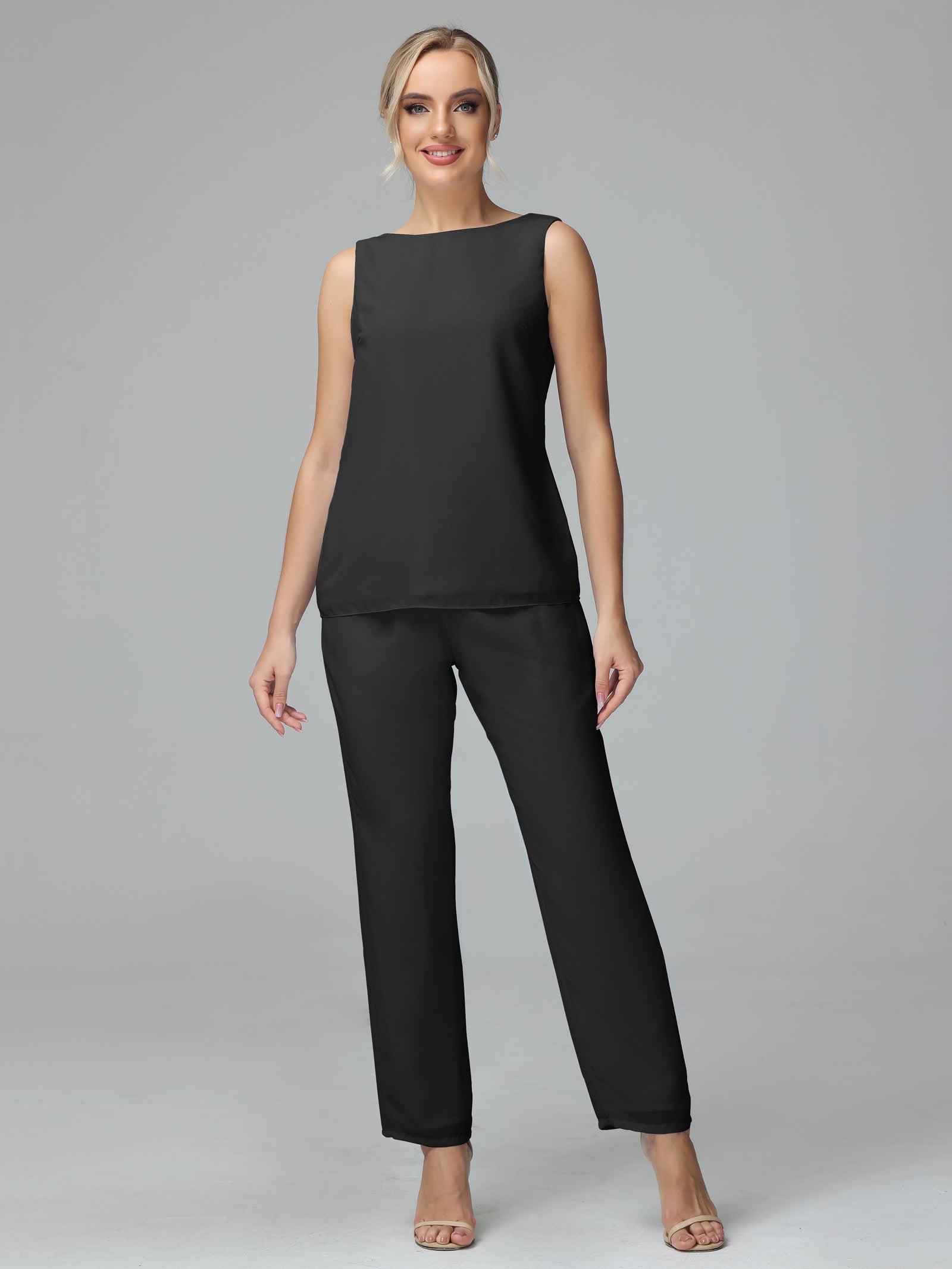 Simple 3-Piece Chiffon Mother of the Bride Pant Suits Formal Wedding G