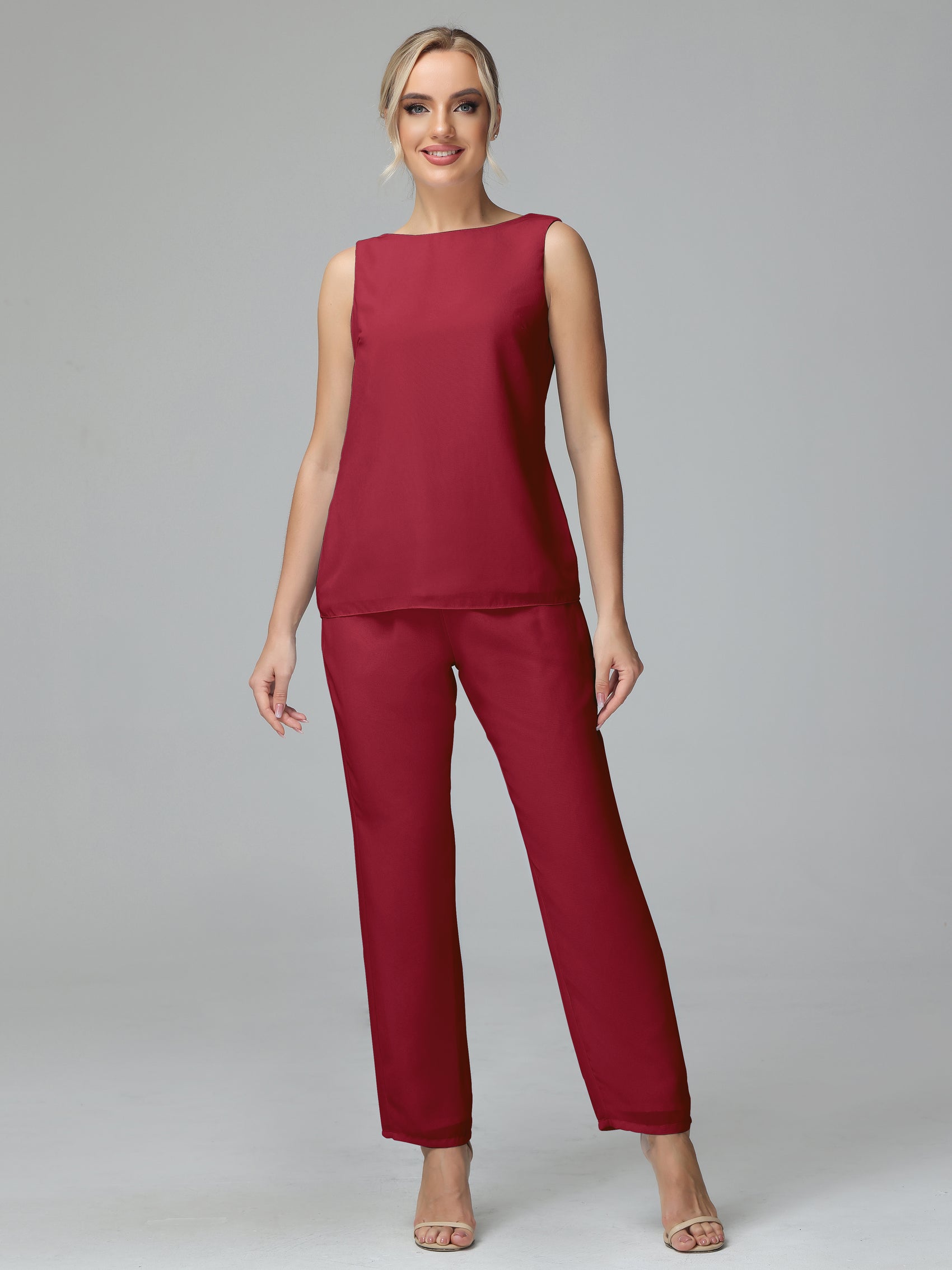 Simple 3-Piece Chiffon Mother of the Bride Pant Suits Formal Wedding G