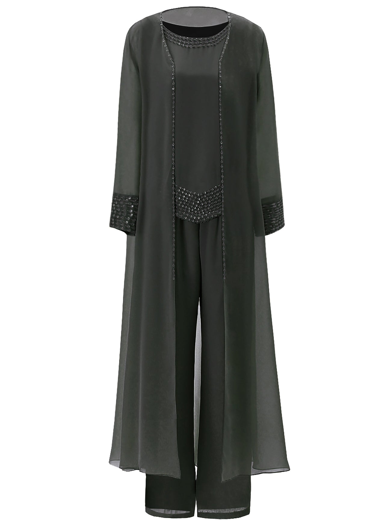 Elegant 3 Pieces Chiffon Mother of Bride Dress Pant Suits | Cicinia
