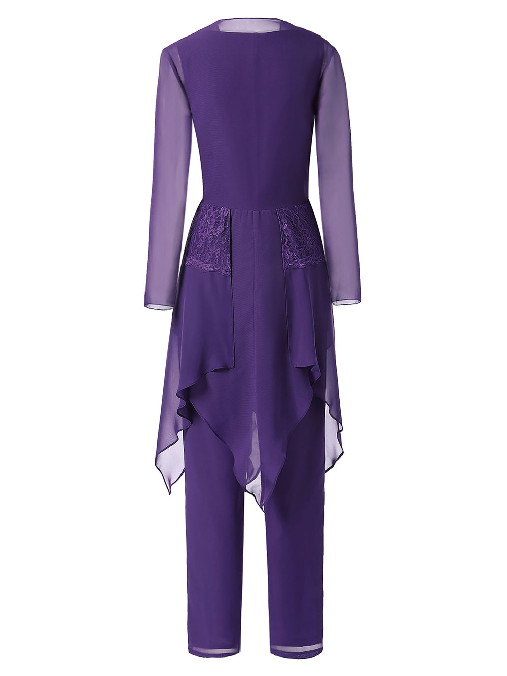 Long Sleeves Chiffon Lace Mother of the Bride Dress Pant Suits | Cicinia