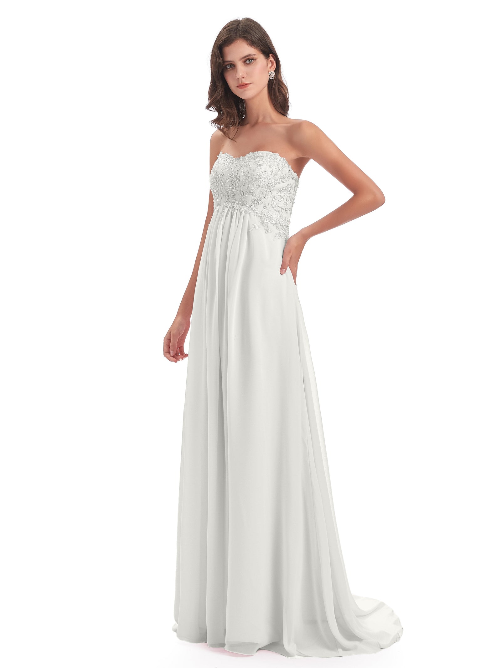 Sweep-Brush Train Beading Sweetheart Bridesmaid Dresses