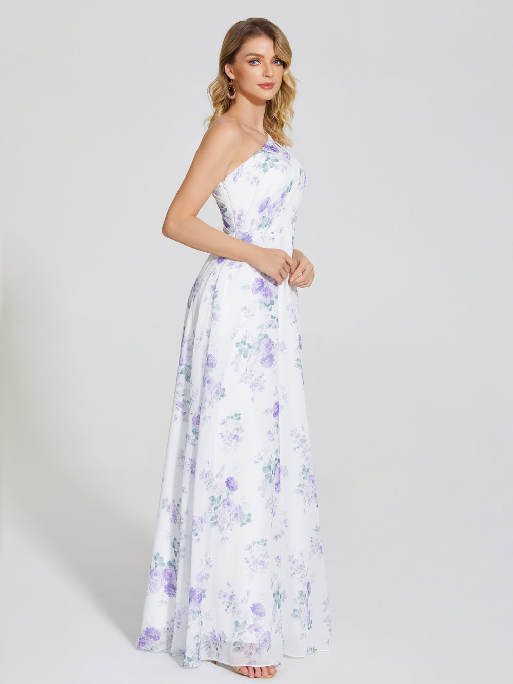 Daleyza One-Shoulder Floral Print Bridesmaid Dress